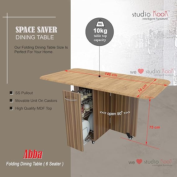 Studio Kook ABBA Engineered Wood 6 Seater Folding Dining Table – Link Store